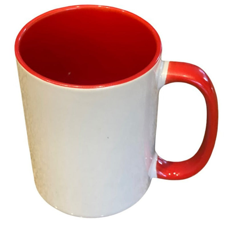 15 Ounce Custom Coffee Mugs - Red Inside and Handle - FDMUGS