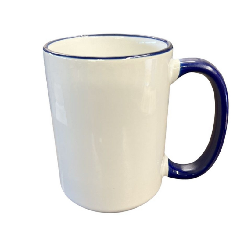 15 Ounce Custom Coffee Mugs - Blue Rim and Handle – FDMUGS